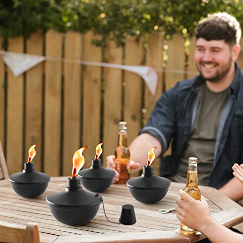 SNOGSWOG 6 Pack Metal Table Top Torches, 18oz Citronella Torches for Outside, Refillable Flame Light Torch, Decorative Tabletop Lantern for Yard, Patio, Deck, Garden, Party, Landscape