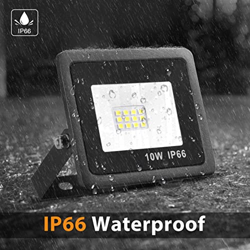 10W LED Flood Lights Outdoor, IP66 Waterproof Security Lights Fixture, 6500K Hardwired Wall Lamp, 700Lm Ultra Thin Work Light, 120° Beam Angle LED Exterior Floodlight for Garden Yard Patio