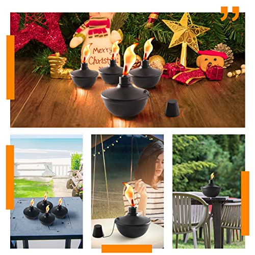 SNOGSWOG 6 Pack Metal Table Top Torches, 18oz Citronella Torches for Outside, Refillable Flame Light Torch, Decorative Tabletop Lantern for Yard, Patio, Deck, Garden, Party, Landscape