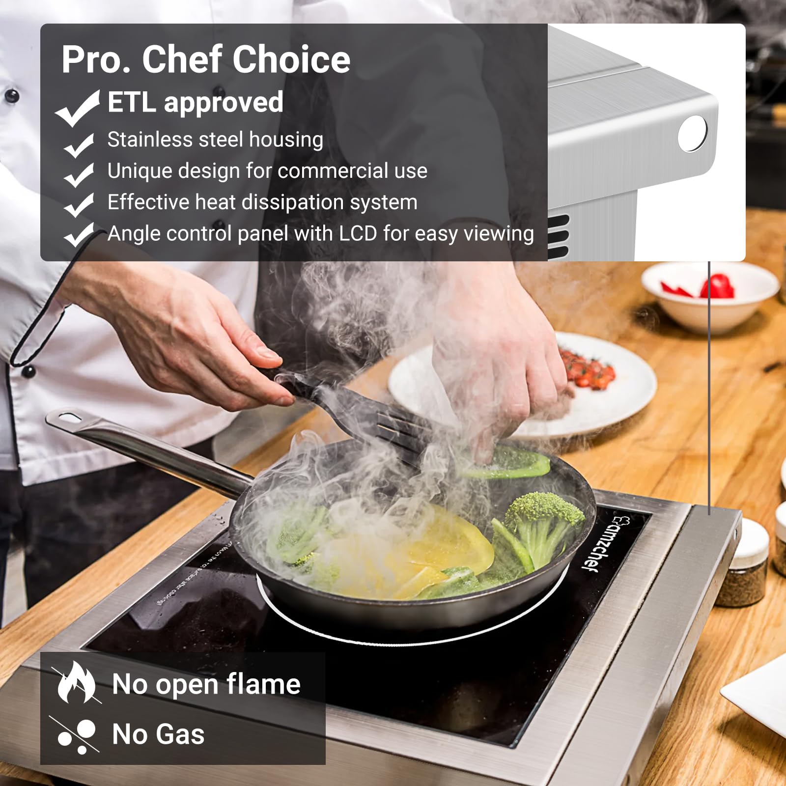 AMZCHEF 1800W Induction Cooktop Commercial & 1800W Portable Induction Cooktop