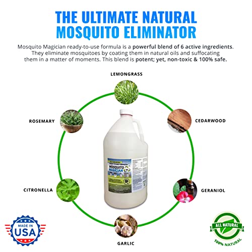 2 Gallons of Mosquito Magician Ready to USE Spray - Natural Mosquito and Insect Repellent for Outdoor Pest Control - Use in Any Sprayer