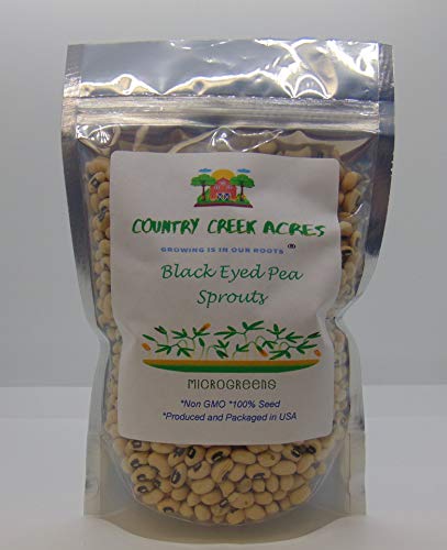 Black Eyed Pea Sprouting Seed, Non GMO - 14oz - Country Creek Brand - Black Eyed Peas Sprouts, Garden Planting, Cooking, Soup, Emergency Food Storage, Vegetable Gardening, Juicing, Cover Crop