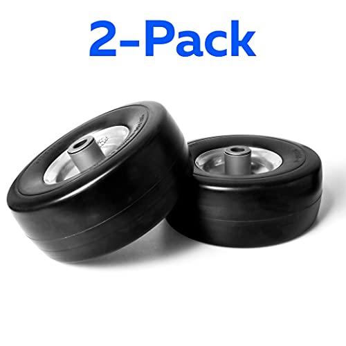 AR-PRO (2-Pack) 9x3.50-4β Flat Free Lawnmower Tire and Wheel Assemblies - PU Tire on Wheel and Adapter Kits with 4" Centered Hub, 3/4" Bushings