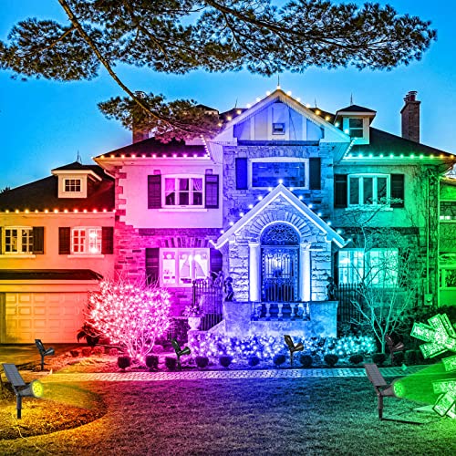 T-SUN Solar Spotlights, Color Changing 7 LED Waterproof Solar Garden Lights, Auto ON/OFF Adjustable Landscape Spot Lights, 2-IN-1 Solar Wall lights for Patio, Yard, Garden, Driveway, Pool Area(2 Pack)