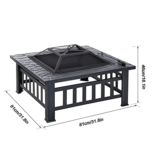 LEAYAN Garden Fire Pit Grill Bowl Grill Barbecue Rack Fire Pit Outdoor fire Pit, Home Garden Decoration fire Pit, Villa Wood-Burning Barbecue fire Pit Table, 31 inches