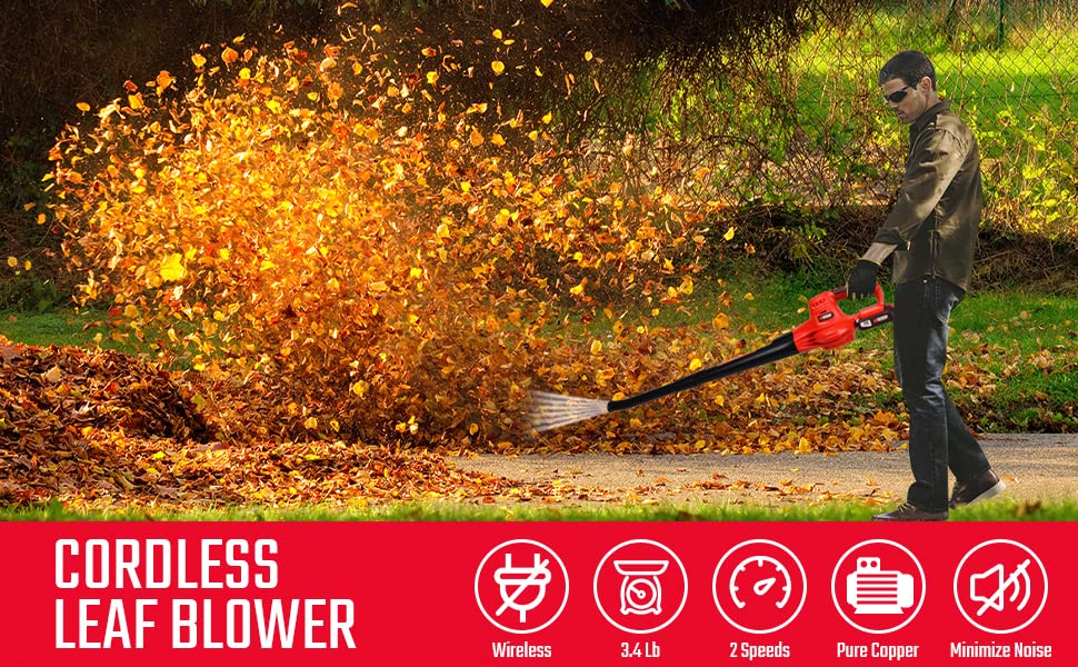 Cordless Leaf Blower, 20V Battery Powered Leaf Blower - VOLTKORE Electric Handheld Leaf Blower for Blowing Leaves, Dust, Snow in Patio, Garden.(Quick Charger & Battery Included) - 2023 Upgraded
