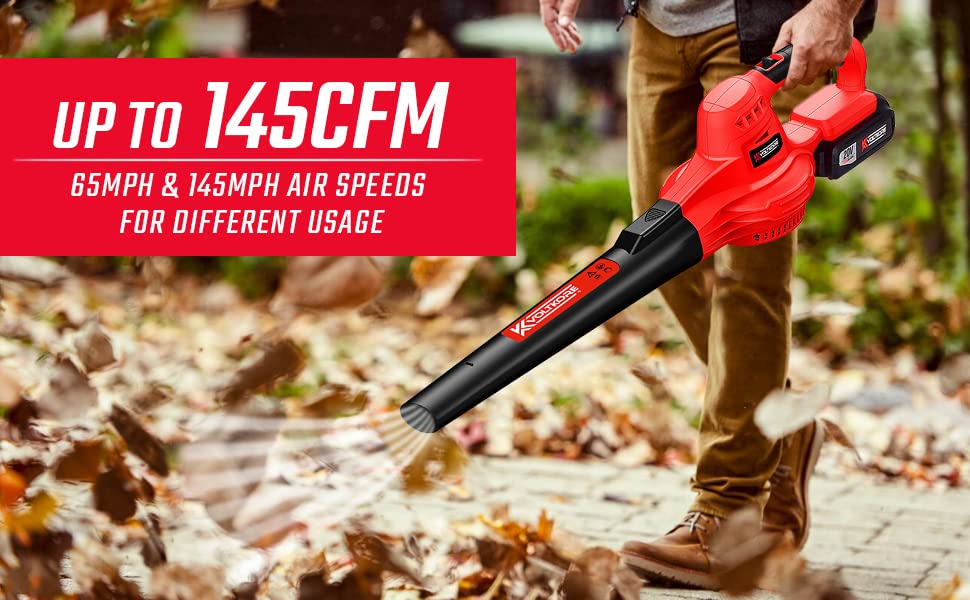 Cordless Leaf Blower, 20V Battery Powered Leaf Blower - VOLTKORE Electric Handheld Leaf Blower for Blowing Leaves, Dust, Snow in Patio, Garden.(Quick Charger & Battery Included) - 2023 Upgraded