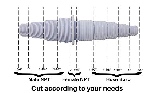 Sealproof Pool Hose Adapter, 30 Configurations, Compatible with Most Pumps, Skimmers, and Filters, White