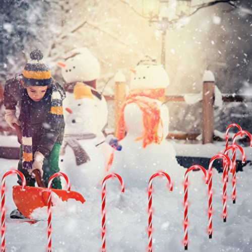 Christmas Candy Cane Lights Pathway Markers Outdoor Christmas Decorations Yard, 10 Pack 22" Waterproof Xmas Candy Cane Lights with 8 Modes & Stakes, for Holiday Party Walkway Patio Garden Indoor Decor