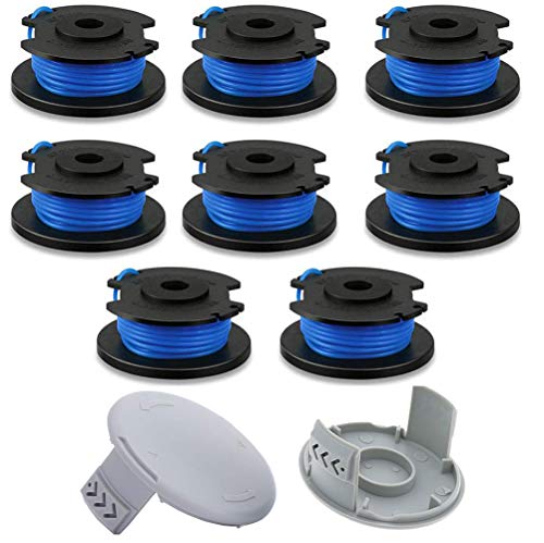 TOPEMAI AC14RL3A String Trimmer Replacement Spool Line 0.065β for Ryobi One+ 18V, 24V, and 40V Cordless Trimmers(8 Spools + 2 522994001 Caps)