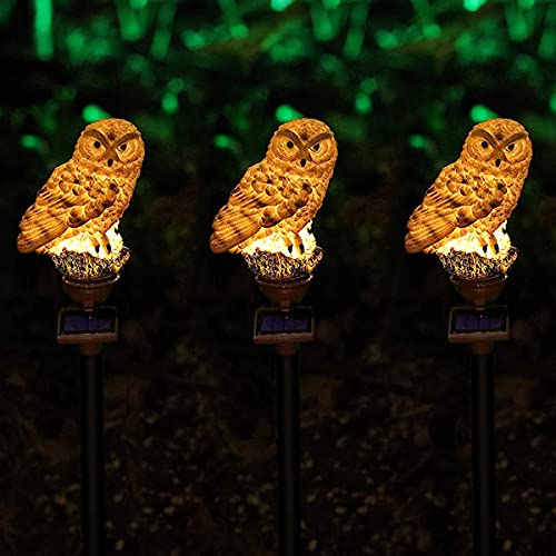 YUEFA Solar owl Light, 3 Pack owl LED Light, Garden owl Outdoor Waterproof,Garden Yard Lawn Landscape Lighting Decoration (Brown)