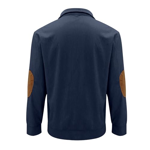 compulsoryking Men's Outdoor Casual Stand Collar Long Sleeve Sweatshirt Vintage Single Breasted Stand Collar Jacket Sweaters (Blue,X-Large)