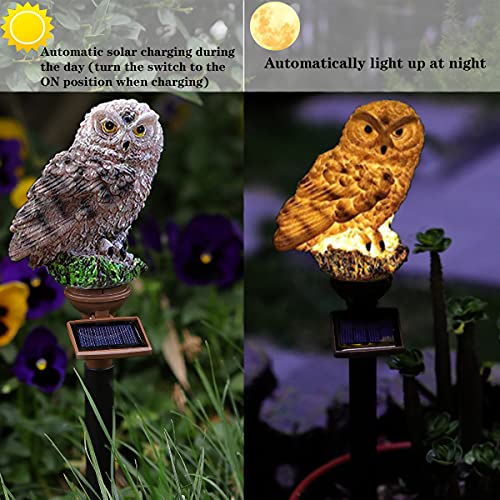 YUEFA Solar owl Light, 3 Pack owl LED Light, Garden owl Outdoor Waterproof,Garden Yard Lawn Landscape Lighting Decoration (Brown)