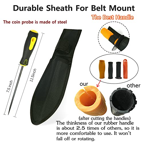 NUOSHIKE Metal Detector Digger Tools with Coin Probe, 7.48 inch Blade, Heavy Duty Serrated Edge Digger,Garden Knife with Sheath for Belt Mount