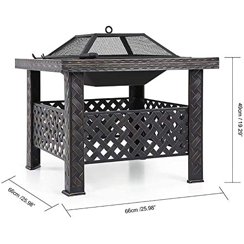 LEAYAN Garden Fire Pit Grill Bowl Grill Barbecue Rack Outdoor Fire Pit with BBQ Grill Shelf Metal Garden Fireplace Patio Firepit Stove Brazier Outdoor Fireplace BBQ Grill Poker,Outdoor Fire Pits