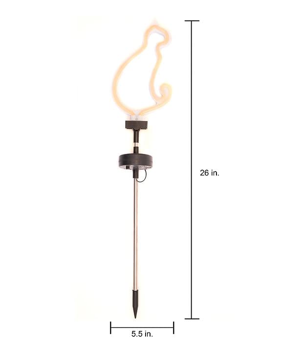 Touch Of ECO Solar LED Neon Cat Lovers Gift Outdoor Garden Décor Stake Light Gift Idea for Cat Lovers, Warm White (TOE397)