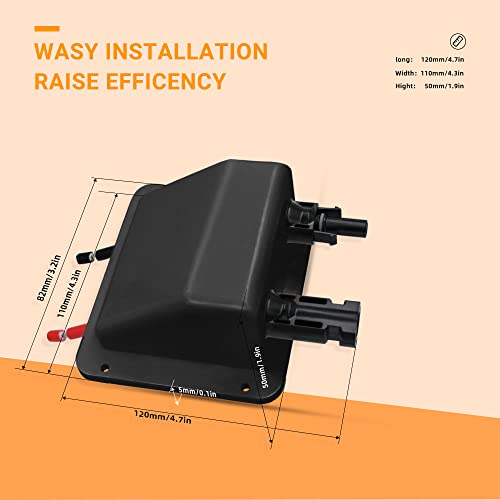 Trisinger Solar Weatherproof ABS Double Cable Entry Gland, 0.33ft 10ft 10AWG Soft Solar Extension Cable and Connector, UV Resistance Dual Cable Entry Housing on Rv, Boat, Camper (10 Ft Black)