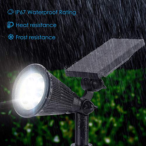 JACKYLED Solar Spot Lights Outdoor, Solar Landscape Spotlights IP67 Waterproof 2-in-1 Outdoor Solar Landscape Lighting Auto On/Off for Tree Flag Yard Garden Pathway, Pack of 4, White Light