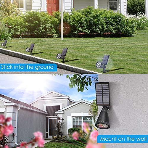 JACKYLED Solar Spot Lights Outdoor, Solar Landscape Spotlights IP67 Waterproof 2-in-1 Outdoor Solar Landscape Lighting Auto On/Off for Tree Flag Yard Garden Pathway, Pack of 4, White Light