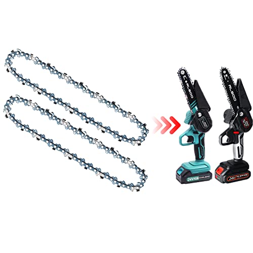 RLSOO Mini Chainsaw Chain Replacement 6 Inch for Cordless Electric Chainsaw Blade 6 Inch Handheld Chain Saw Pruning Shears for Tree Branches, Courtyard, Household and Garden (Only 2*Chains)