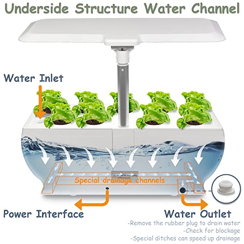 Hydroponics Growing System, 9 Pods Indoor Garden with Cyclically Timed 100 LED Grow Light and Water Pump, Garden Planter Kit for Herbs, Vegetables, Plants Flowers and Fruit (White)