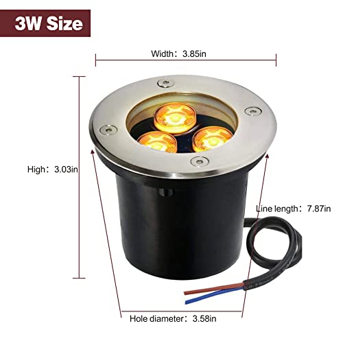 LED Buried Light 3W Warm White IP65 Outdoor LED Recessed 12V Garden Landscape Lighting (4 Packs)