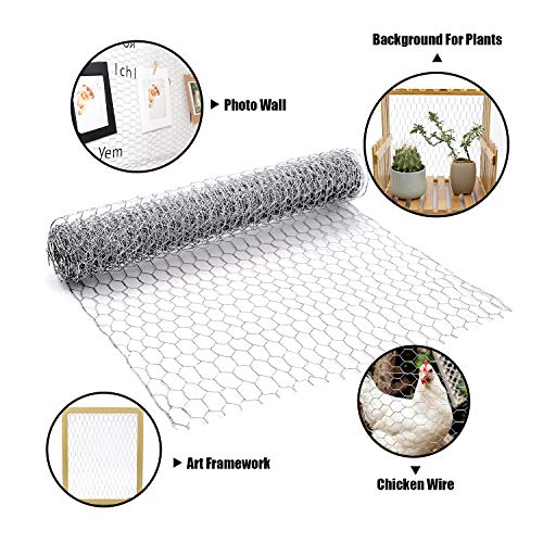 BSTWM Chicken Wire Net for Craft Projects,3 Sheets Lightweight Galvanized Hexagonal Wire 13.7 Inches x 40 Inches x 0.63 Inch Mesh,with 1 Mini Wire Cutting Pliers-10 Feet(3 Sheets)