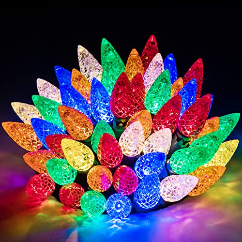 Marchpower C6 Christmas Lights,2-Pack Waterproof Outdoor Indoor String Lights,70LED 23FT Durable Fairy Light Plug in Connectable Strawberry Light for Party Garden Trees Home Roofs Decorate, Multicolor
