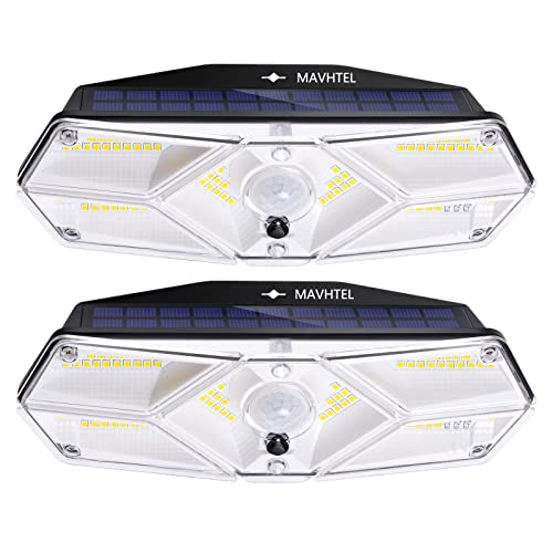 Solar Lights Outdoor Waterproof, Motion Sensor, Large illuminated area, 120 Degree Wide Angle, 32 Ft Long Sensing Distance, 3 Optional Modes, Solar Wall Lights for Garden,Front Door,Deck[2 Pack]