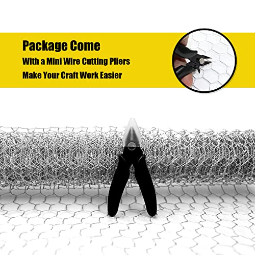 BSTWM Chicken Wire Net for Craft Projects,3 Sheets Lightweight Galvanized Hexagonal Wire 13.7 Inches x 40 Inches x 0.63 Inch Mesh,with 1 Mini Wire Cutting Pliers-10 Feet(3 Sheets)
