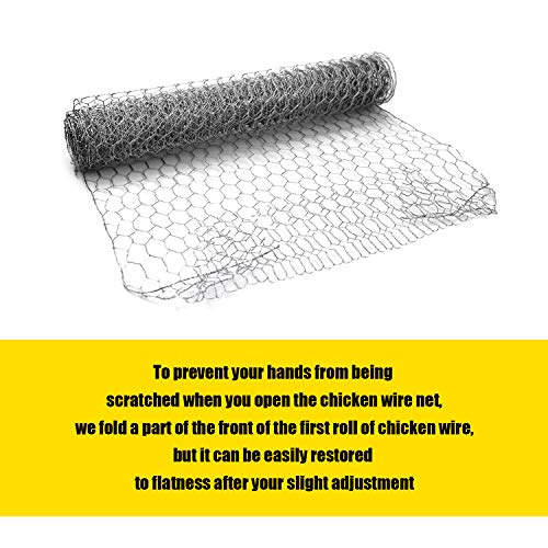 BSTWM Chicken Wire Net for Craft Projects,3 Sheets Lightweight Galvanized Hexagonal Wire 13.7 Inches x 40 Inches x 0.63 Inch Mesh,with 1 Mini Wire Cutting Pliers-10 Feet(3 Sheets)