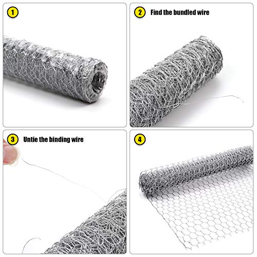 BSTWM Chicken Wire Net for Craft Projects,3 Sheets Lightweight Galvanized Hexagonal Wire 13.7 Inches x 40 Inches x 0.63 Inch Mesh,with 1 Mini Wire Cutting Pliers-10 Feet(3 Sheets)
