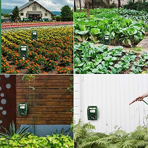 2023 Solar Ultrasonic in Repellent Defender Rat, Squirrel, Deer, Raccoon, Skunk, Rabbit, Mole, Dog, Cat, Waterproof with Motion Detector