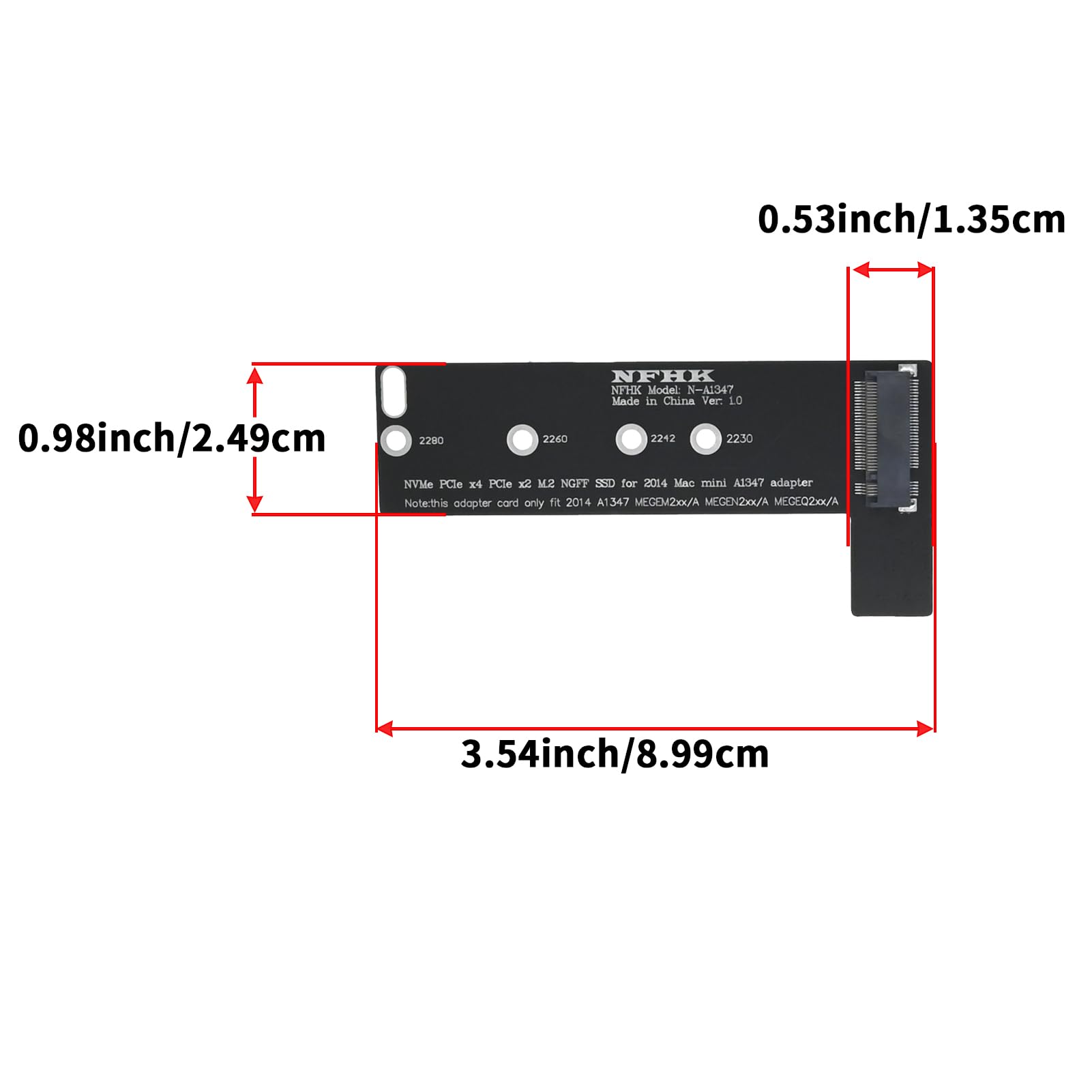 Lzcdelyxiao NVME SSD Convertor Card M.2 NGFF M-Key Solid State Disk Compatible with 2014 Mac Mini Late A1347 MEGEM2 MEGEQ2 MEGEN2 with 2 Screws