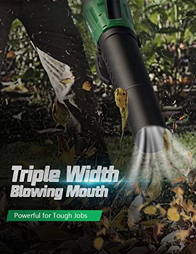 KIMO Cordless Leaf Blower - 400CFM Battery-Powered Blower for Blowing Wet Leaves, Snow Debris and Dust, 20V Electric Leaf Blower with Battery & Charger for Lawn Care Garden Yard Work Around The House