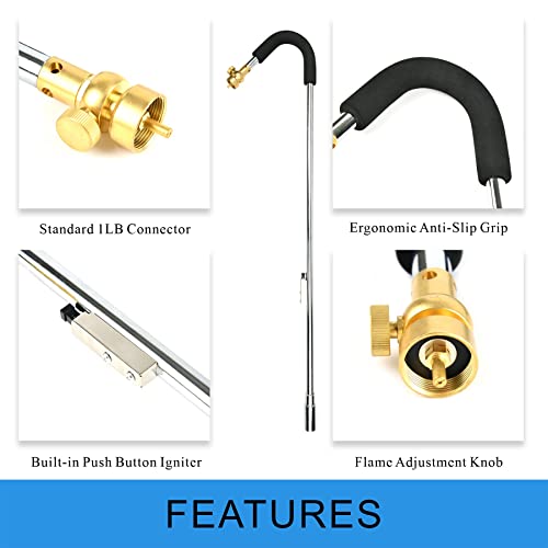 CAMPFIRE Propane Torch Weed Burner Propane Weed Torch with Turbo Trigger Push Button Igniter,Garden Torch for Weeds for Roof Asphalt,Ice Snow,Road Marking,Charcoal