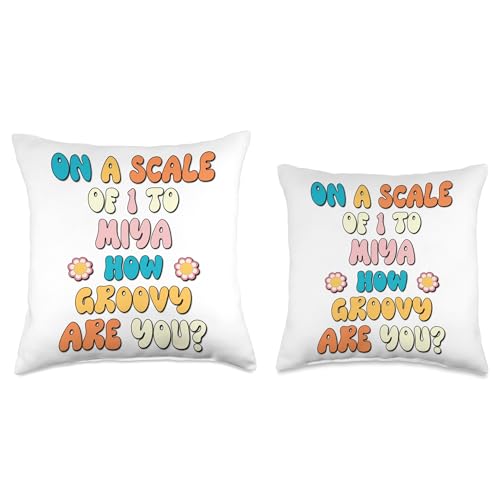 MIYA Name Gift Groovy Outfits For Women Cute Retro Girls Groovy Miya Personalized Name Throw Pillow, 18x18, Multicolor