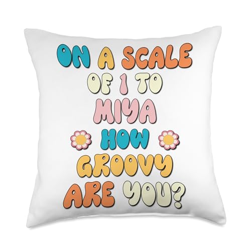 MIYA Name Gift Groovy Outfits For Women Cute Retro Girls Groovy Miya Personalized Name Throw Pillow, 18x18, Multicolor
