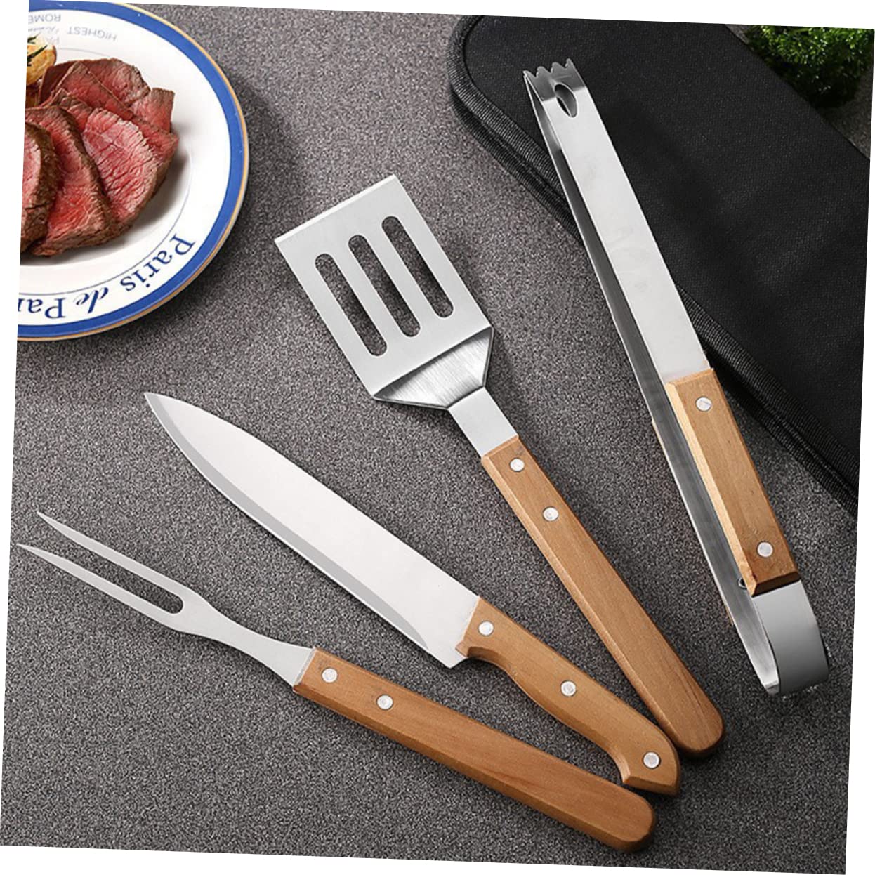 GANAZONO 2 Sets Barbecue and Fork Tools Travel kit Stainless Steel Flatware kit Barbecue Cutter Grilled Serving Fork Brisket Slicing Grill Tool kit BBQ Barbecue Grill Fork