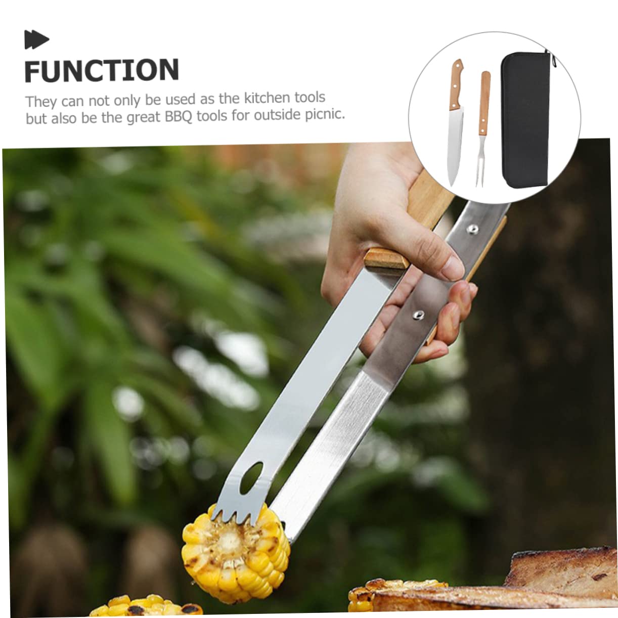 GANAZONO 2 Sets Barbecue and Fork Tools Travel kit Stainless Steel Flatware kit Barbecue Cutter Grilled Serving Fork Brisket Slicing Grill Tool kit BBQ Barbecue Grill Fork