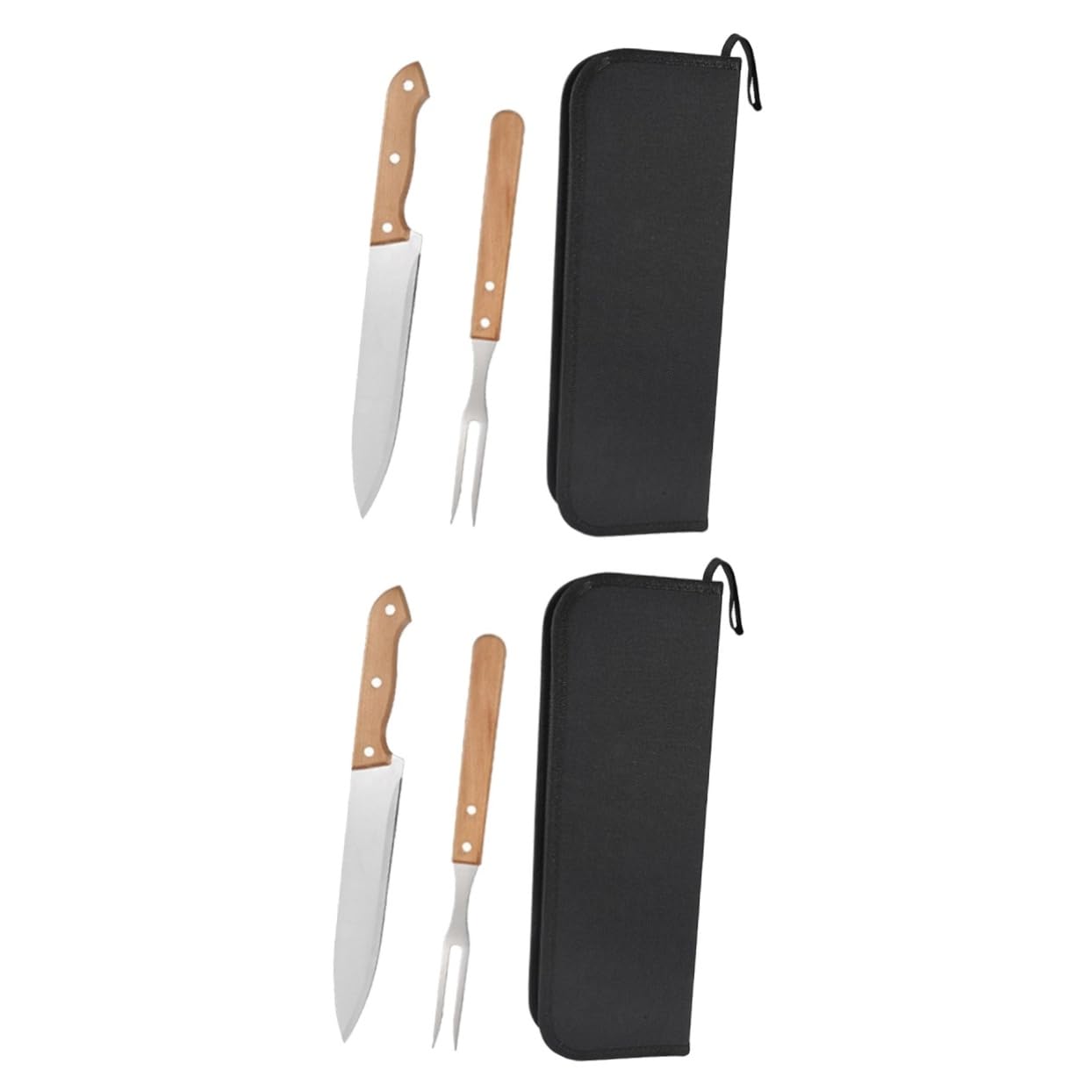 GANAZONO 2 Sets Barbecue and Fork Tools Travel kit Stainless Steel Flatware kit Barbecue Cutter Grilled Serving Fork Brisket Slicing Grill Tool kit BBQ Barbecue Grill Fork