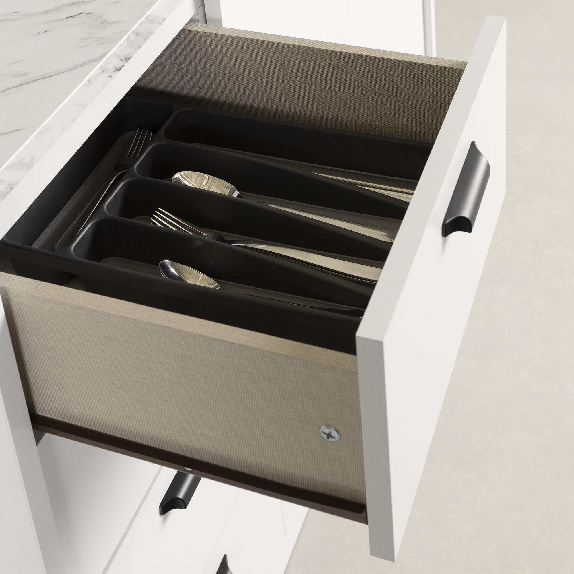 South Shore Amaro Kitchen Island with Storage, White Marble and White
