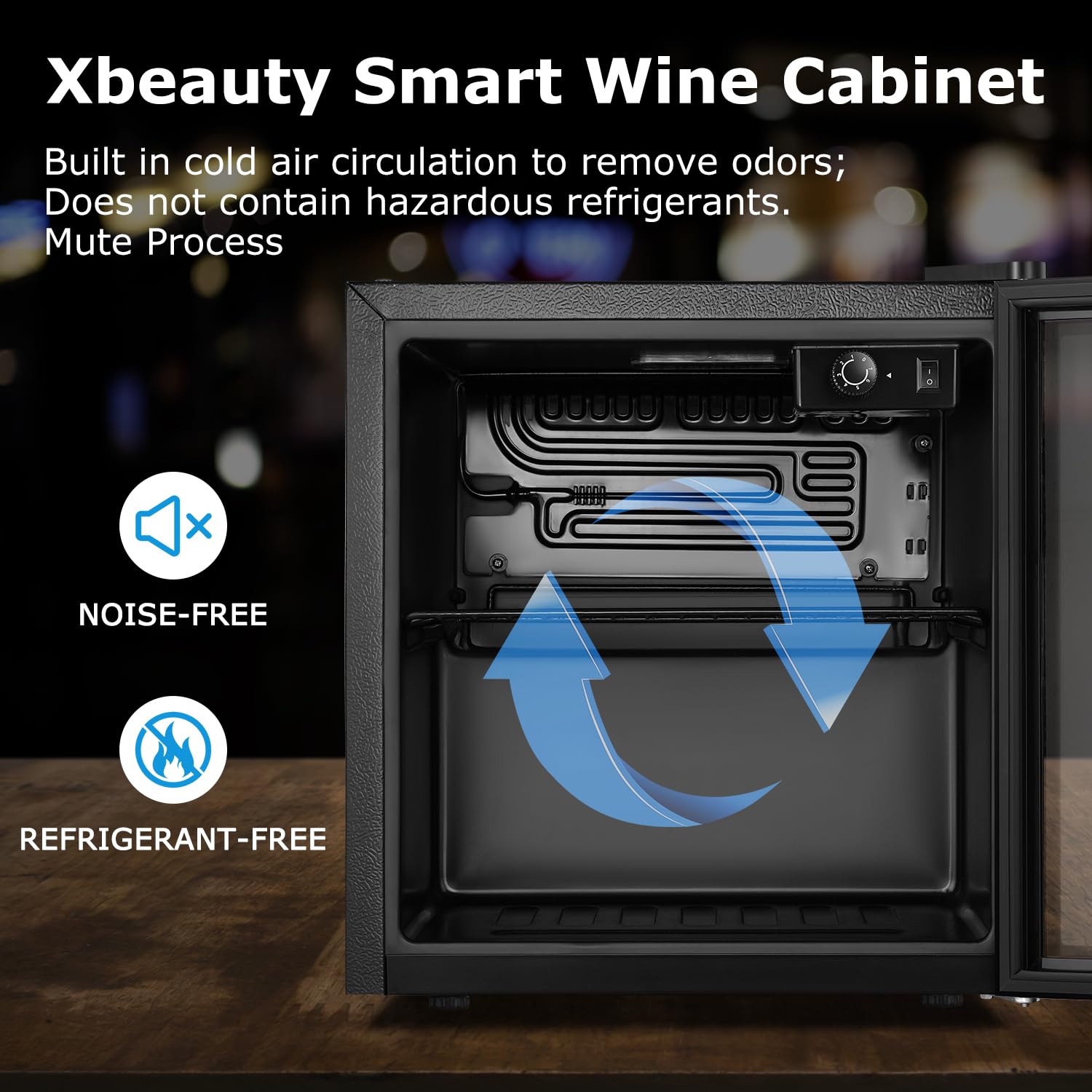 Xbeauty Beverage Refrigerator with 48 Can Mini Fridge for Office, Bar,Home,with Adjustable Removable Shelves,Convertible Door,Double Glass,1.3Cu. Ft