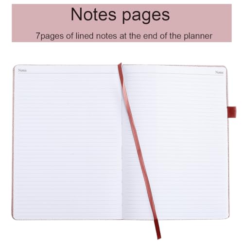 2024 Planner - Weekly Planner with Monthly Pages, 5.6" x 8.2", Vegan Leather Hardcover, Elastic Band and Pen Holder, Rose