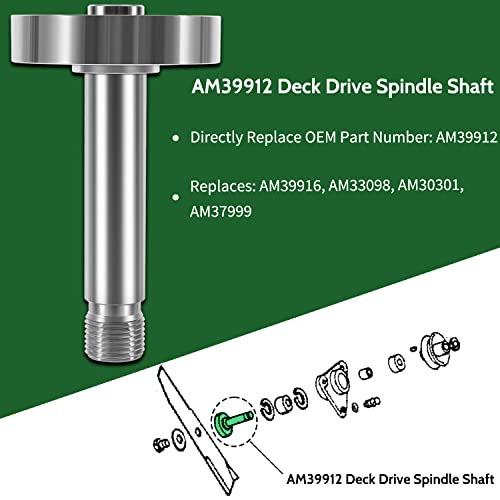 Bzsunway Replace for John Deere AM39912 Deck Drive Spindle Shaft Compatible with F510 F525 SRX75 SRX95 STX30 STX38 Lawn Mowers Garden Tractors