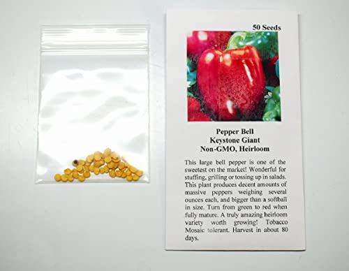 David's Garden Seeds Pepper Bell Keystone Giant 1188 (Red) 25 Non-GMO, Heirloom Seeds
