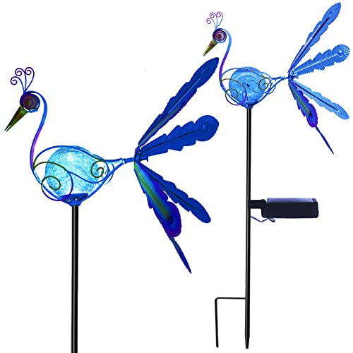YJFWAL Peacock Solar Garden Lights Peacock Decor Garden Waterproof Peacock Solar Stake Lights Solar Pathway Lights for Patio, Halloween Decor, Lawn Decor