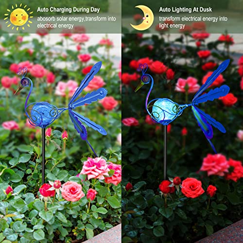 YJFWAL Peacock Solar Garden Lights Peacock Decor Garden Waterproof Peacock Solar Stake Lights Solar Pathway Lights for Patio, Halloween Decor, Lawn Decor
