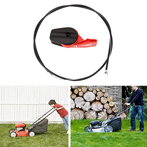 65 Inch Universal Lawn Mower Throttle Cable Switch Control Garden Machine Fitting Throttle Cable Lawn Mower Control Switch Lever Handle Kit for Electric Petrol Lawnmowers(Black)