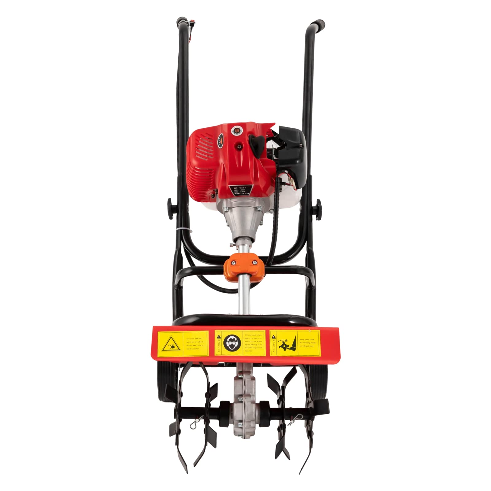 Mini Tiller Cultivator, Garden Tiller, Powerful 52cc 2-Cycle Gas Powered Hand Rotary Cultivator Rototiller, Garden Tool Cordless with Long Handle, Air-Cooled